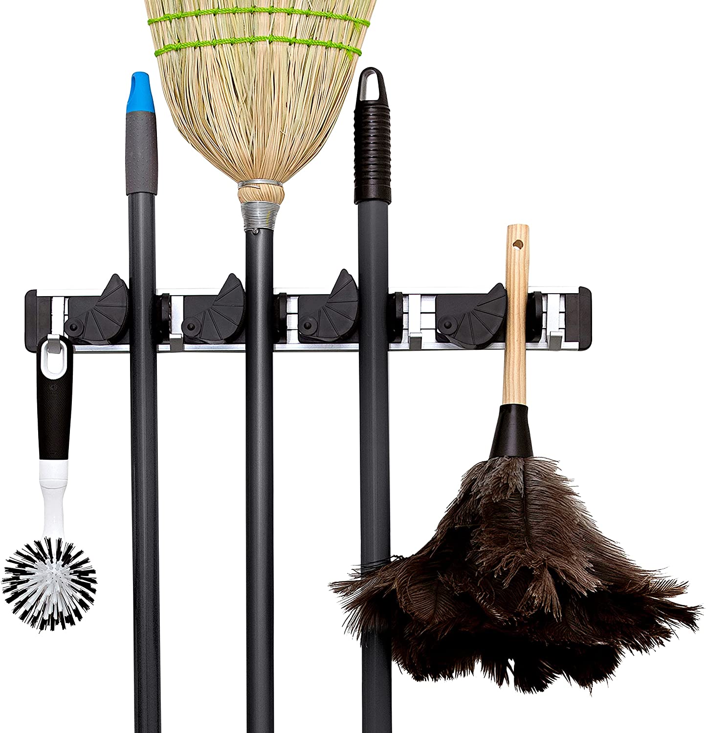 Berry Ave Broom Holder & Wall Mount Garden Tool Organizer- Kitchen, Ga